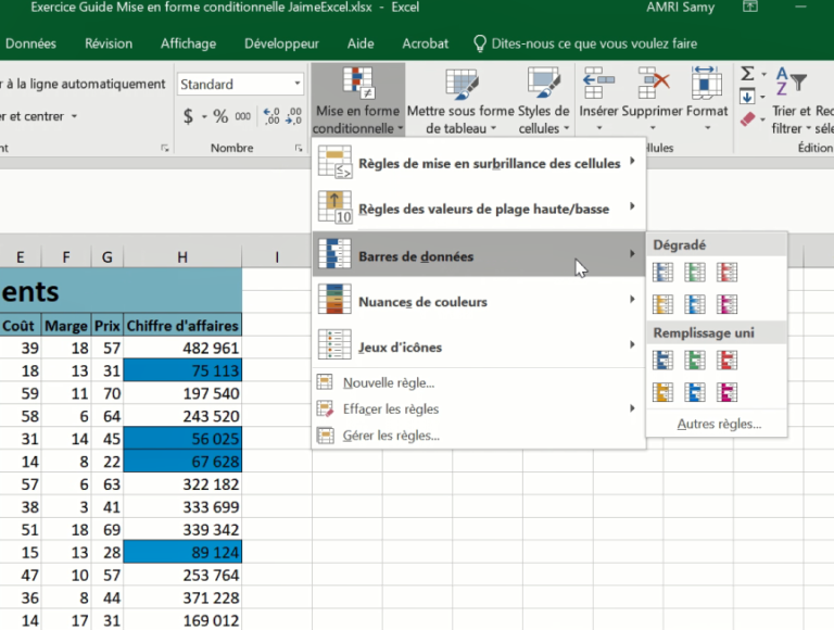 Utiliser la mise en forme conditionnelle – JaimeExcel.com