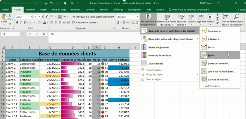 Utiliser la mise en forme conditionnelle – JaimeExcel.com
